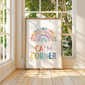 Rainbow Calming Corner Sign, Classroom Decor Printable, Mental Health ...