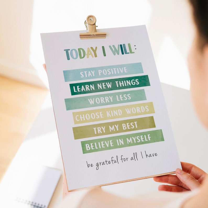 Today I Will Poster, Therapy Office Decor, Positive Affirmations ...