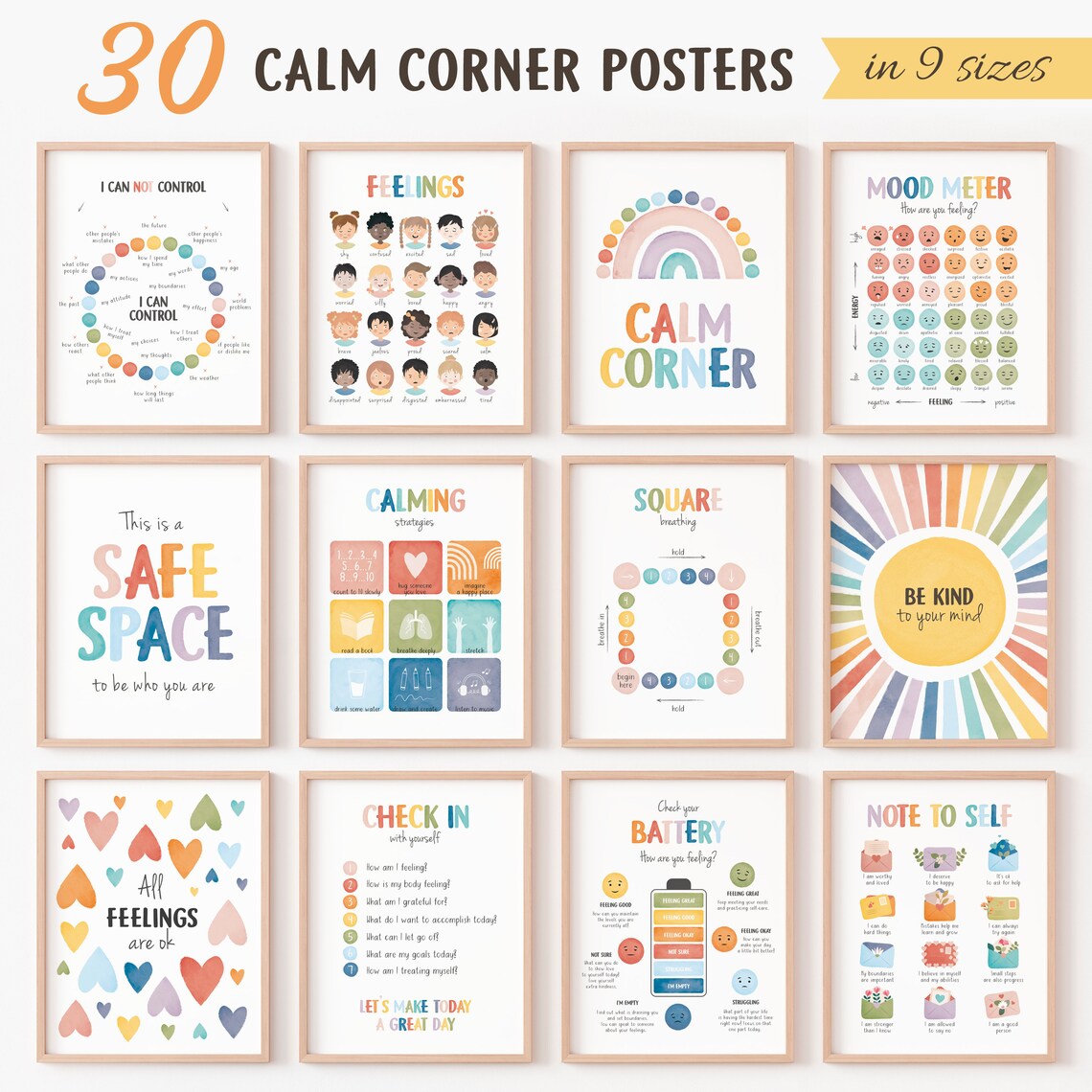 30 Calming Corner Posters, School Counseling, Counselor Office Decor ...