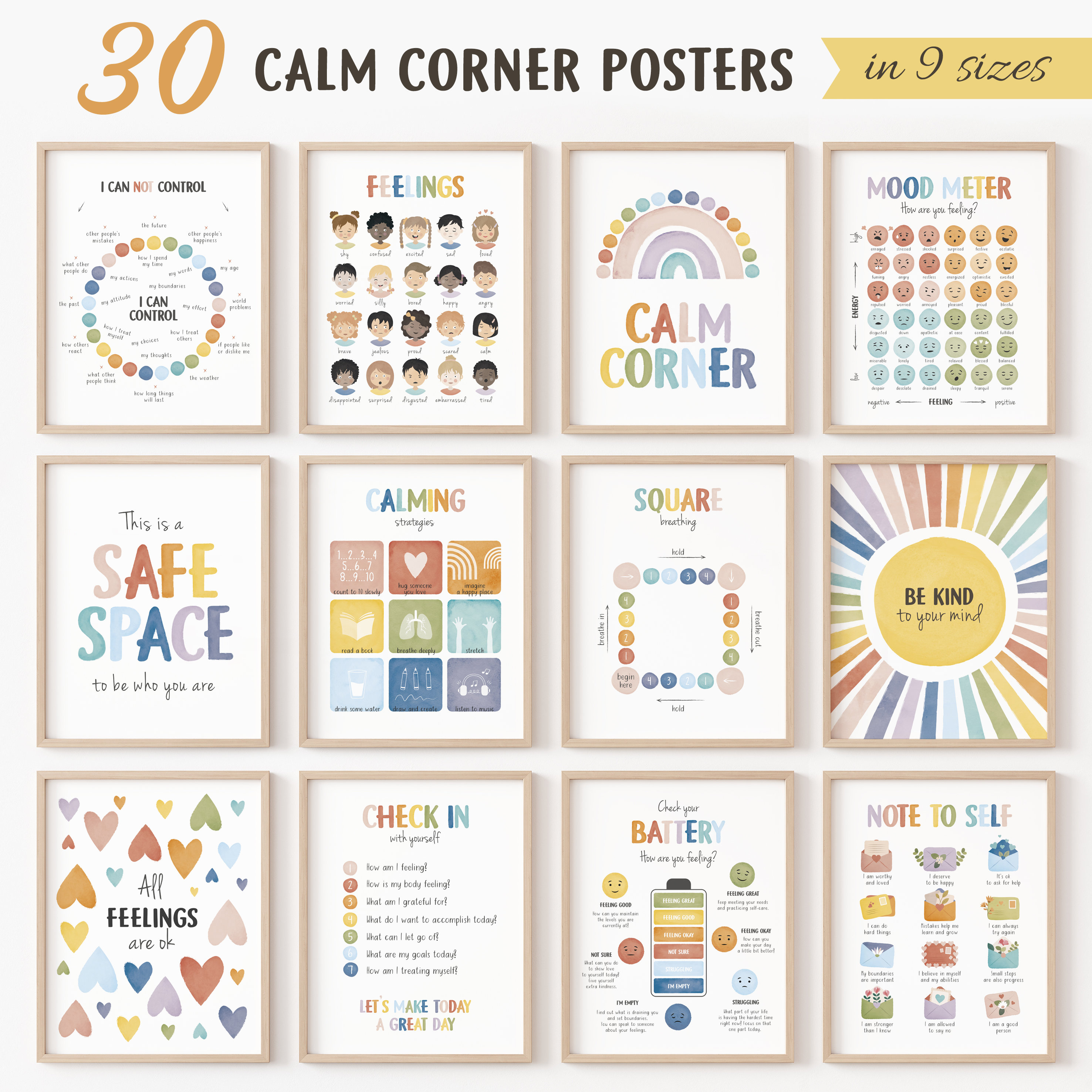 30 Calming Corner Posters, School Counseling, Counselor Office Decor ...