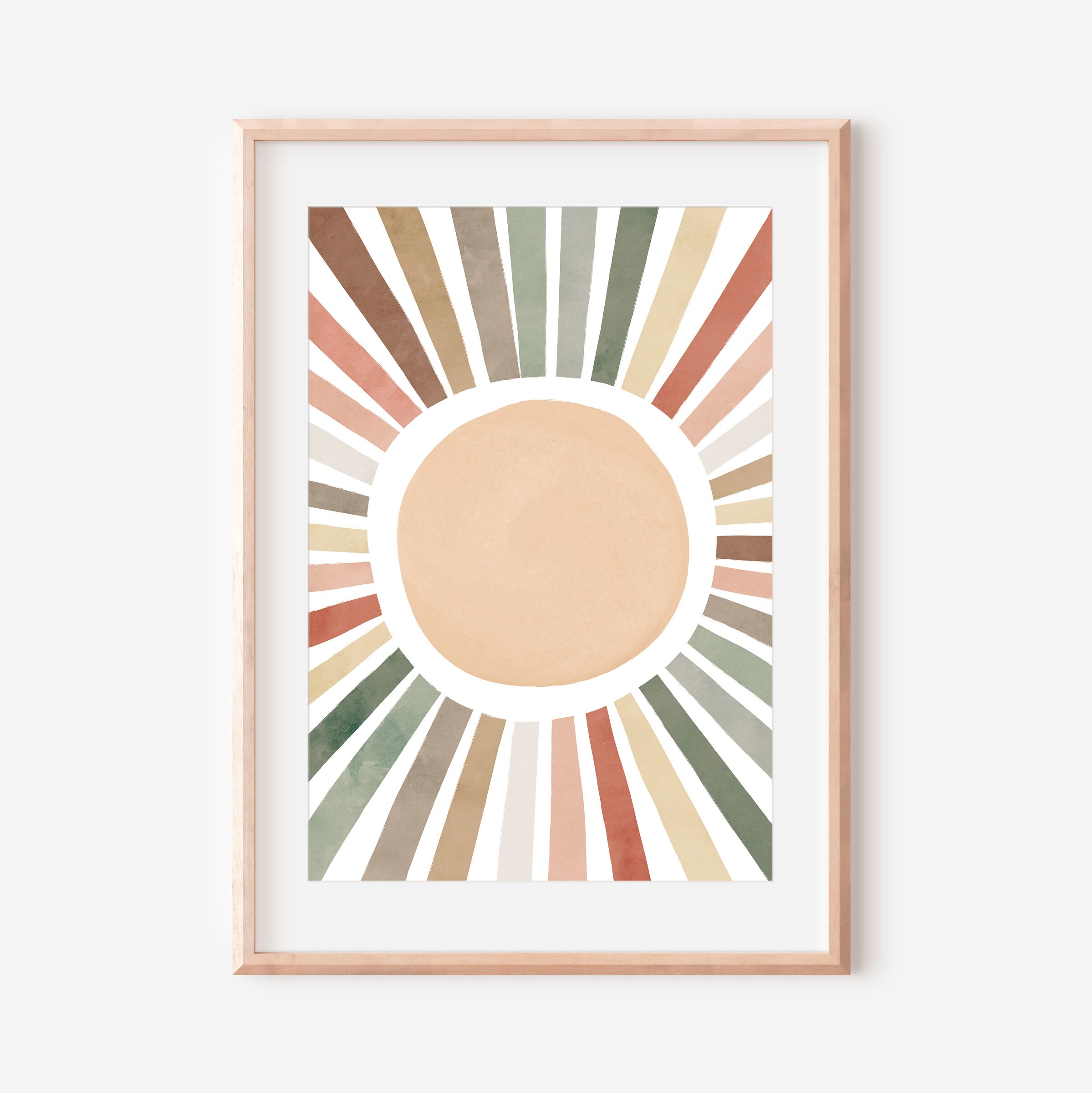 Boho Sun Poster Playroom Decor Watercolour Nursery Prints - Etsy