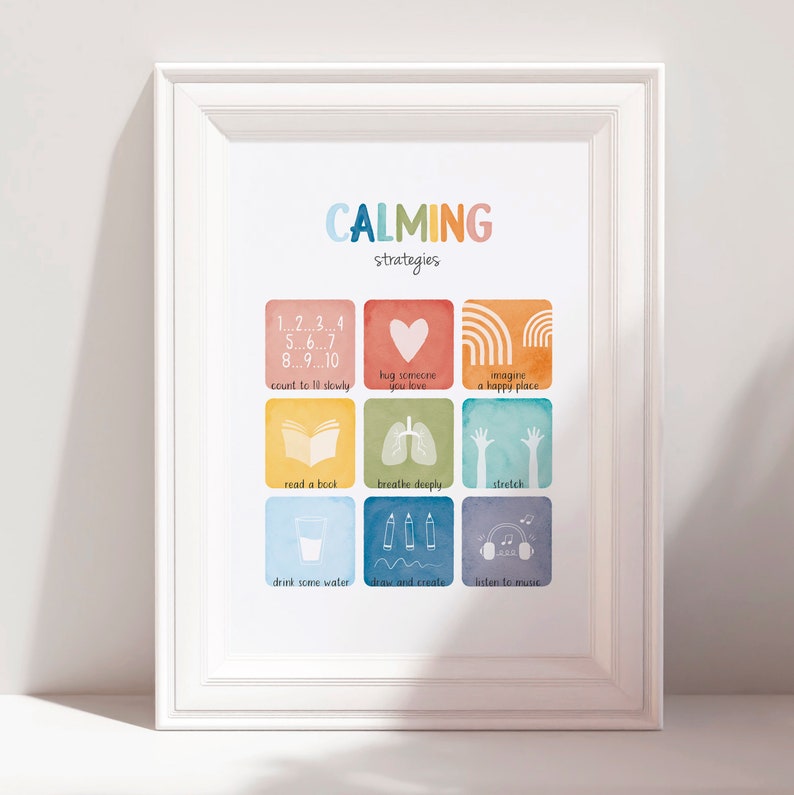 Therapy Poster, Calming Strategies Print, Therapy Office Decor, Calming ...