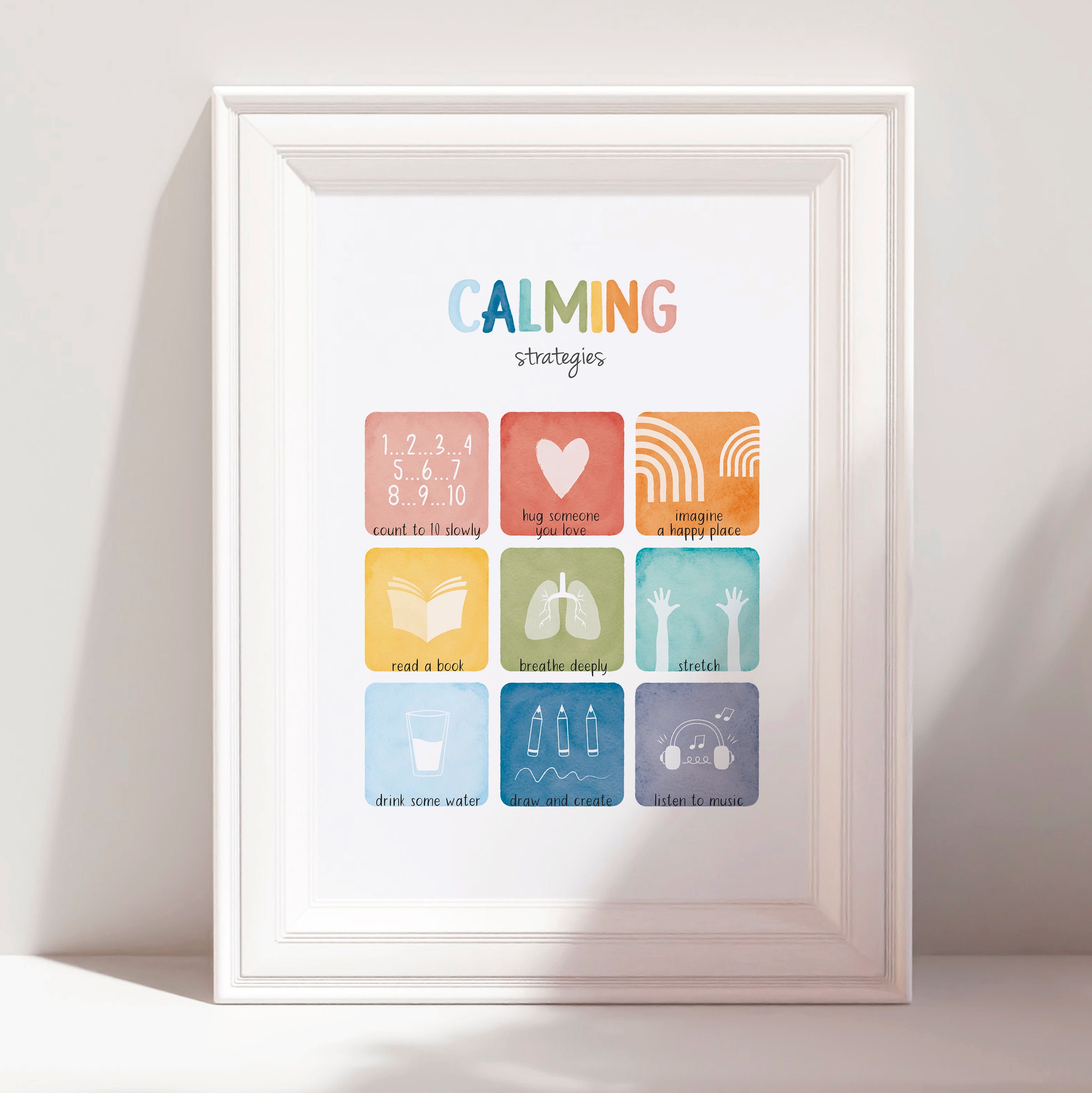 Therapy Poster, Calming Strategies Print, Therapy Office Decor, Calming ...