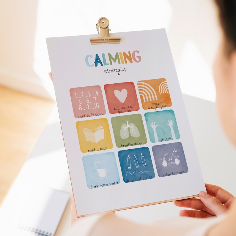 Therapy Poster, Calming Strategies Print, Therapy Office Decor, Calming ...