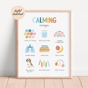 Therapy Poster, Calming Strategies Print, Therapy Office Decor, Calming ...