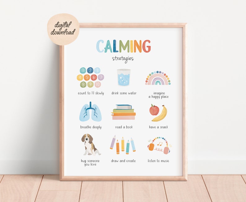 Therapy Poster, Calming Strategies Print, Therapy Office Decor, Calming ...