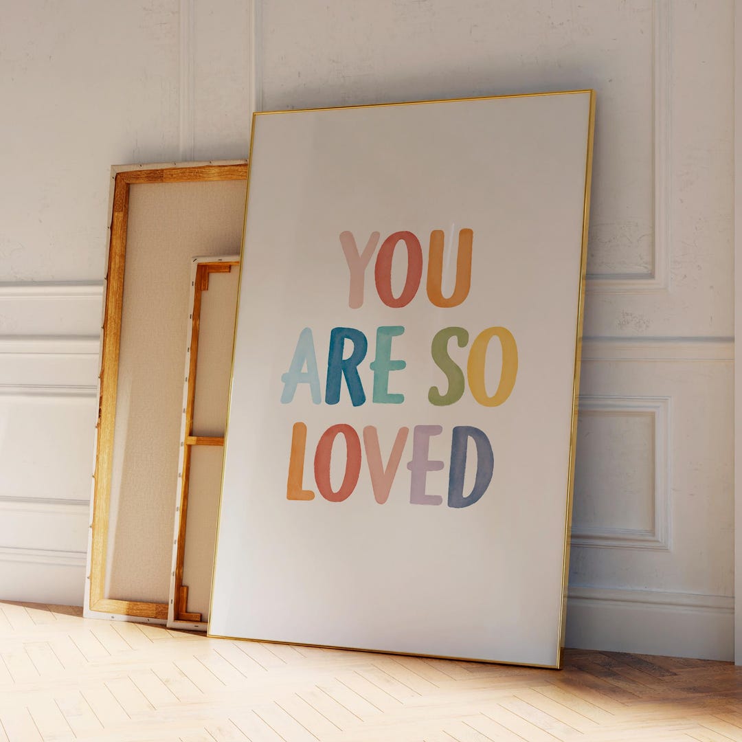 You Are so Loved Poster, Rainbow Playroom Decor, Rainbow Nursery Wall ...