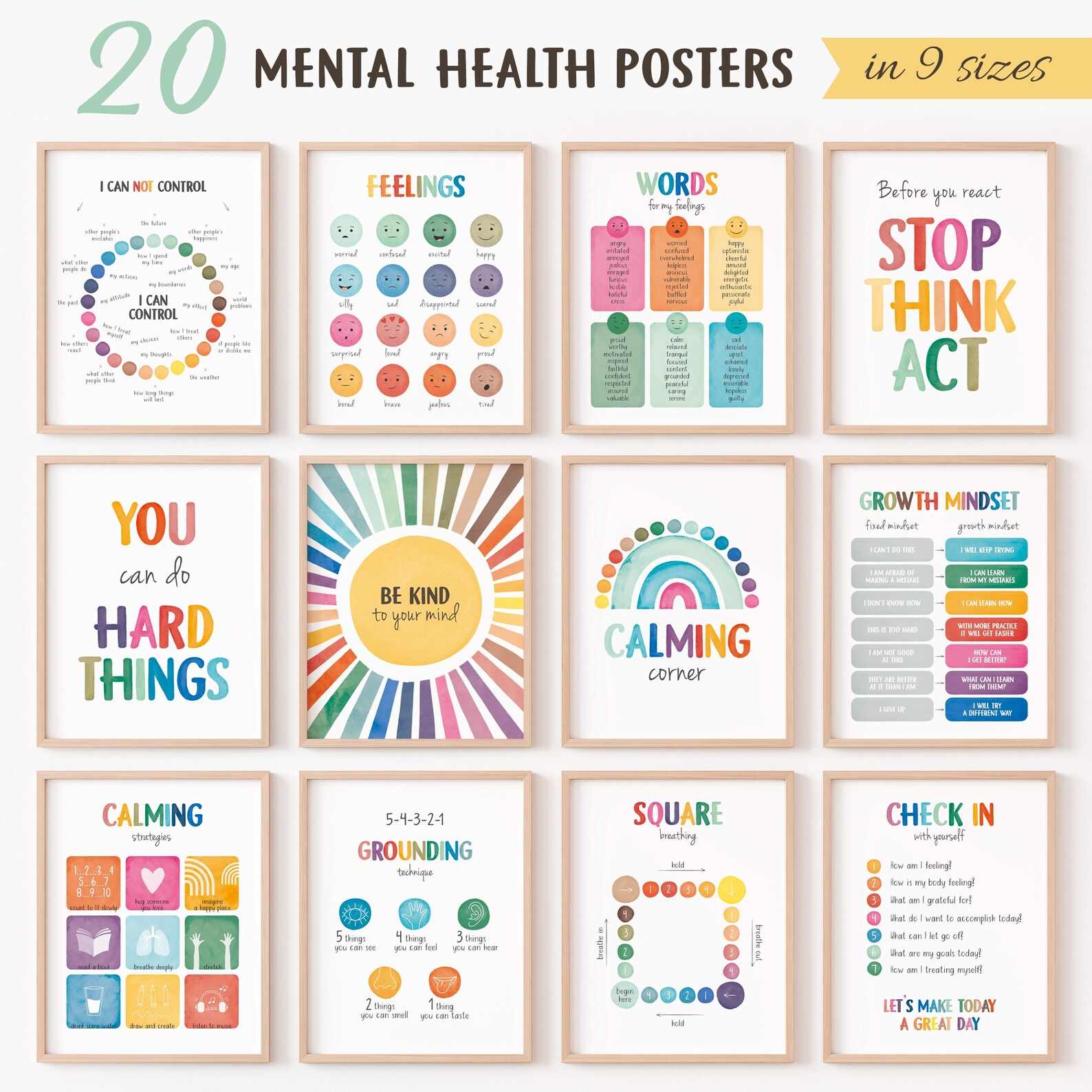 Therapy Office Decor Bundle, Feelings Wheel, Calming Corner ...