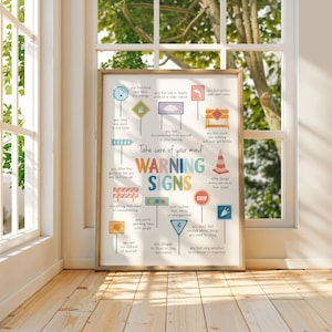 Warning Signs, Mental Health Poster, Therapy Office Decor, School ...