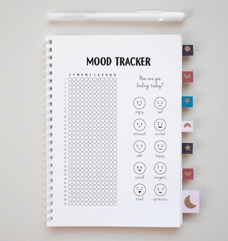 Yearly Mood Tracker, School Counselor Worksheet, Feelings Chart, Zones ...