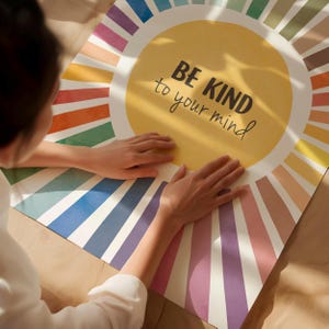Be Kind to Your Mind Poster: Rainbow Therapy Office Decor, Vibrant Sun ...