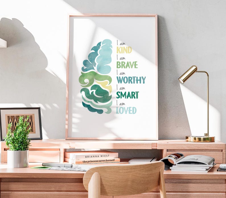 Green Therapy Office Decor Bundle, Feelings Wheel, Growth Mindset ...