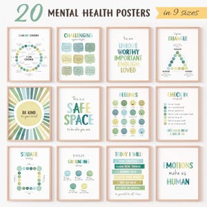 20 Calming Corner Posters, Therapy Office Decor, Positive Affirmations ...
