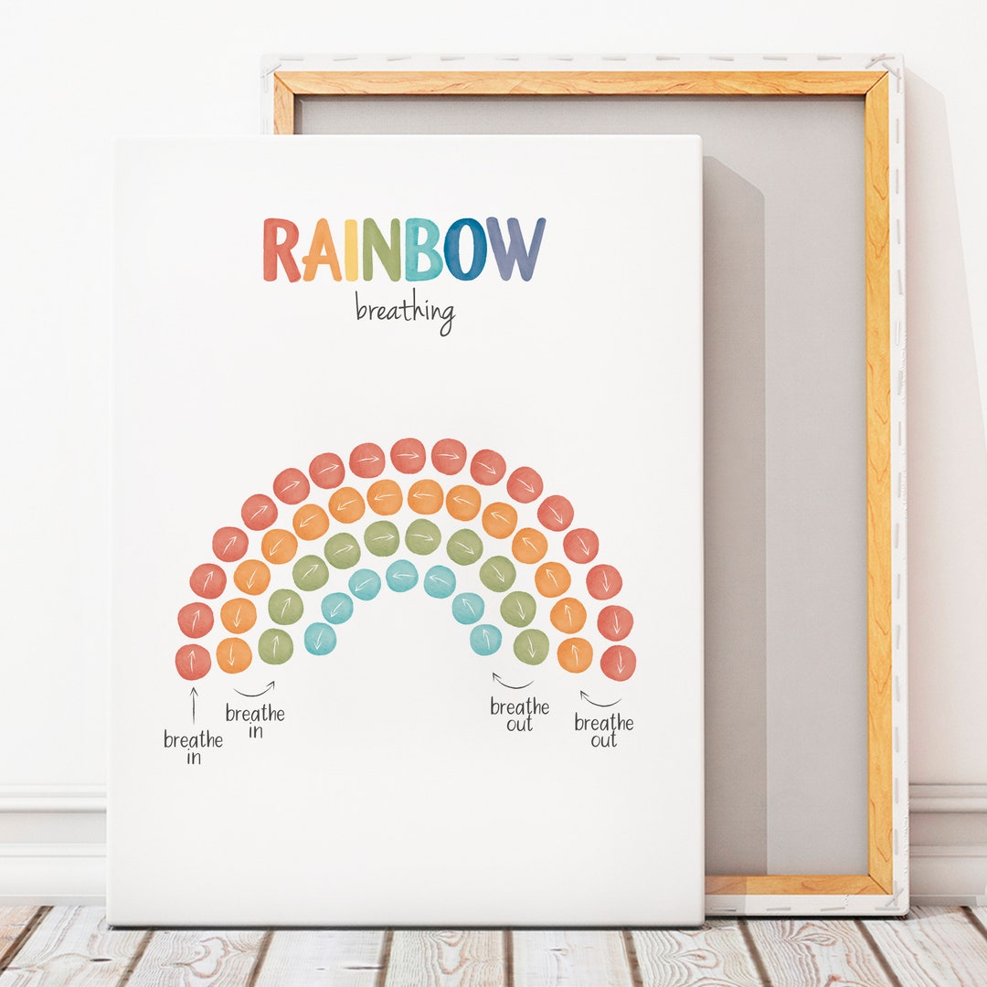 Rainbow Breathing Poster, Mindfulness Breathing, Counseling Office ...
