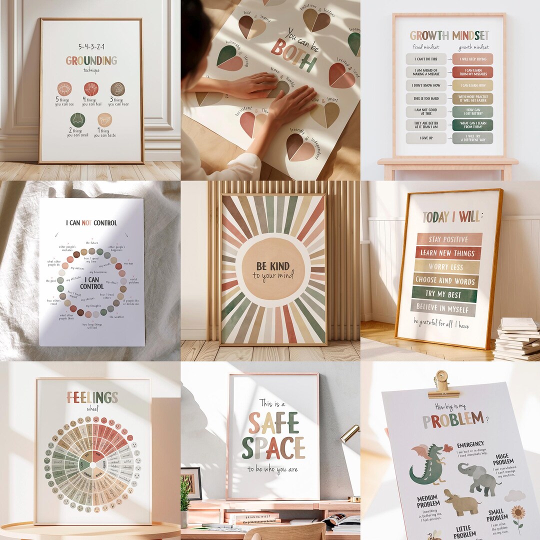 Mental Health Bundle, 9 Therapy Office Decor Posters, School Counselor ...
