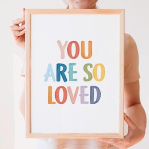 You Are so Loved Poster, Rainbow Playroom Decor, Rainbow Nursery Wall ...