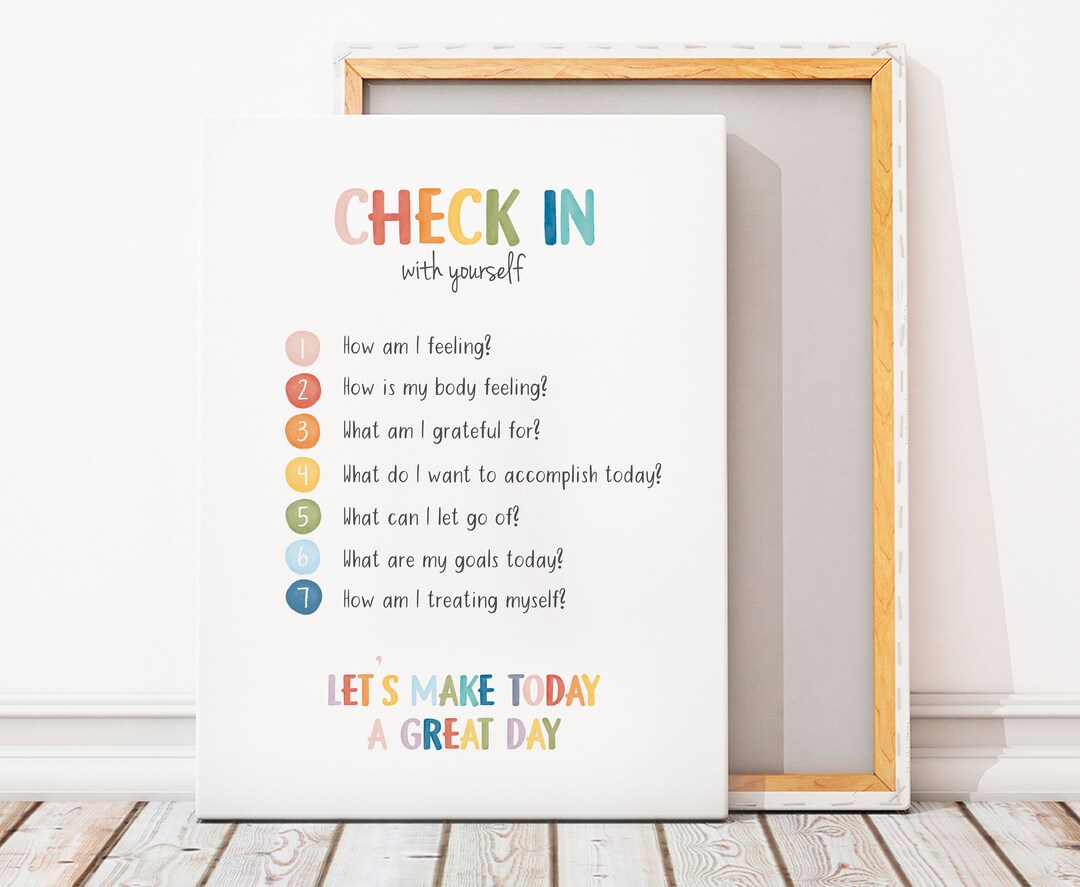 Daily Check-in Poster, School Counselor, Mindfulness, Self-care ...
