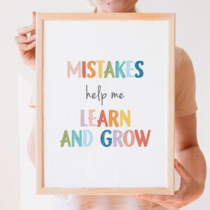 Mistakes Help Me Learn Poster, Growth Mindset, Affirmations, Classroom ...