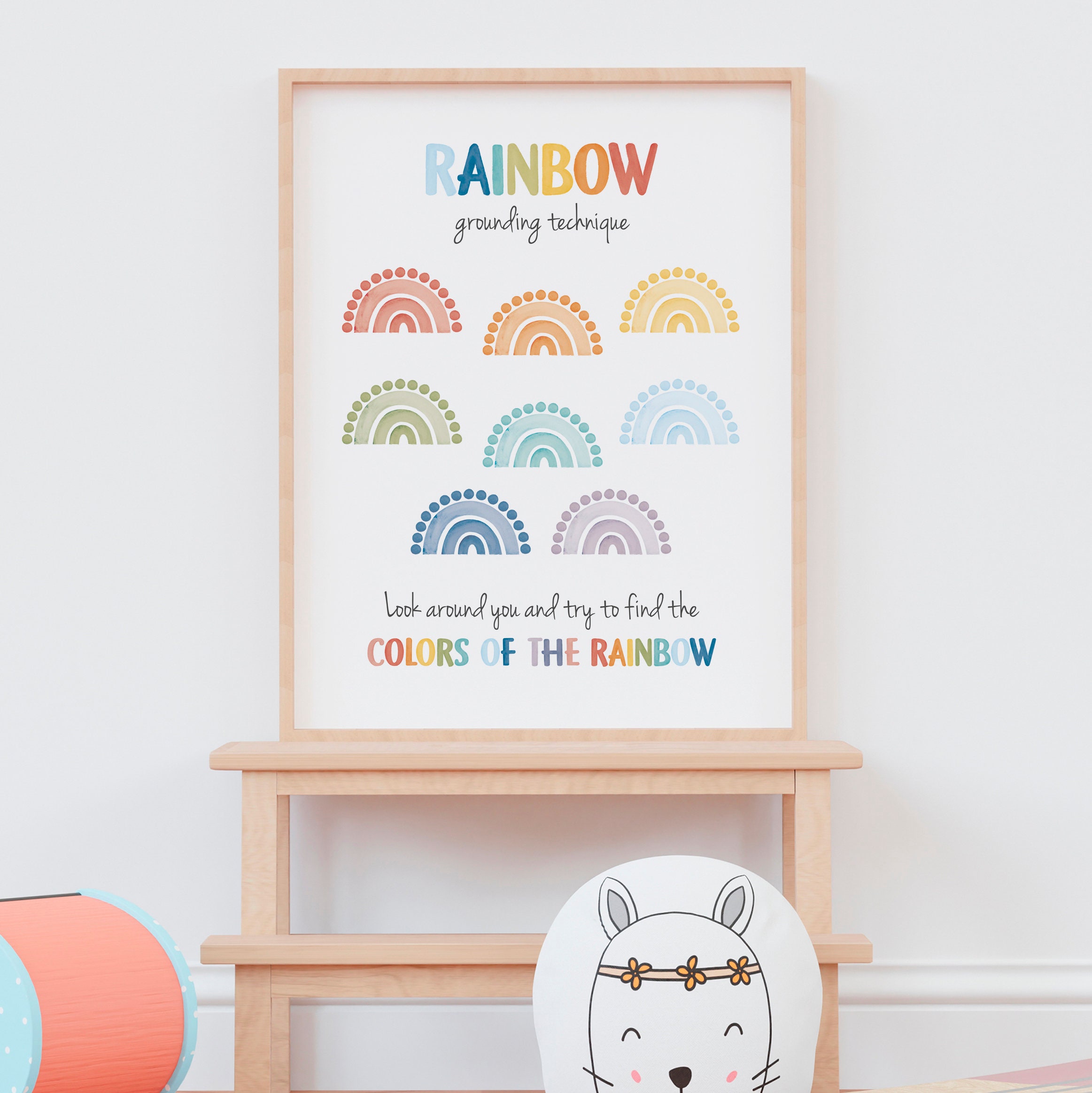 Rainbow Grounding Technique Poster, Coping Skills Poster, Social Worker ...