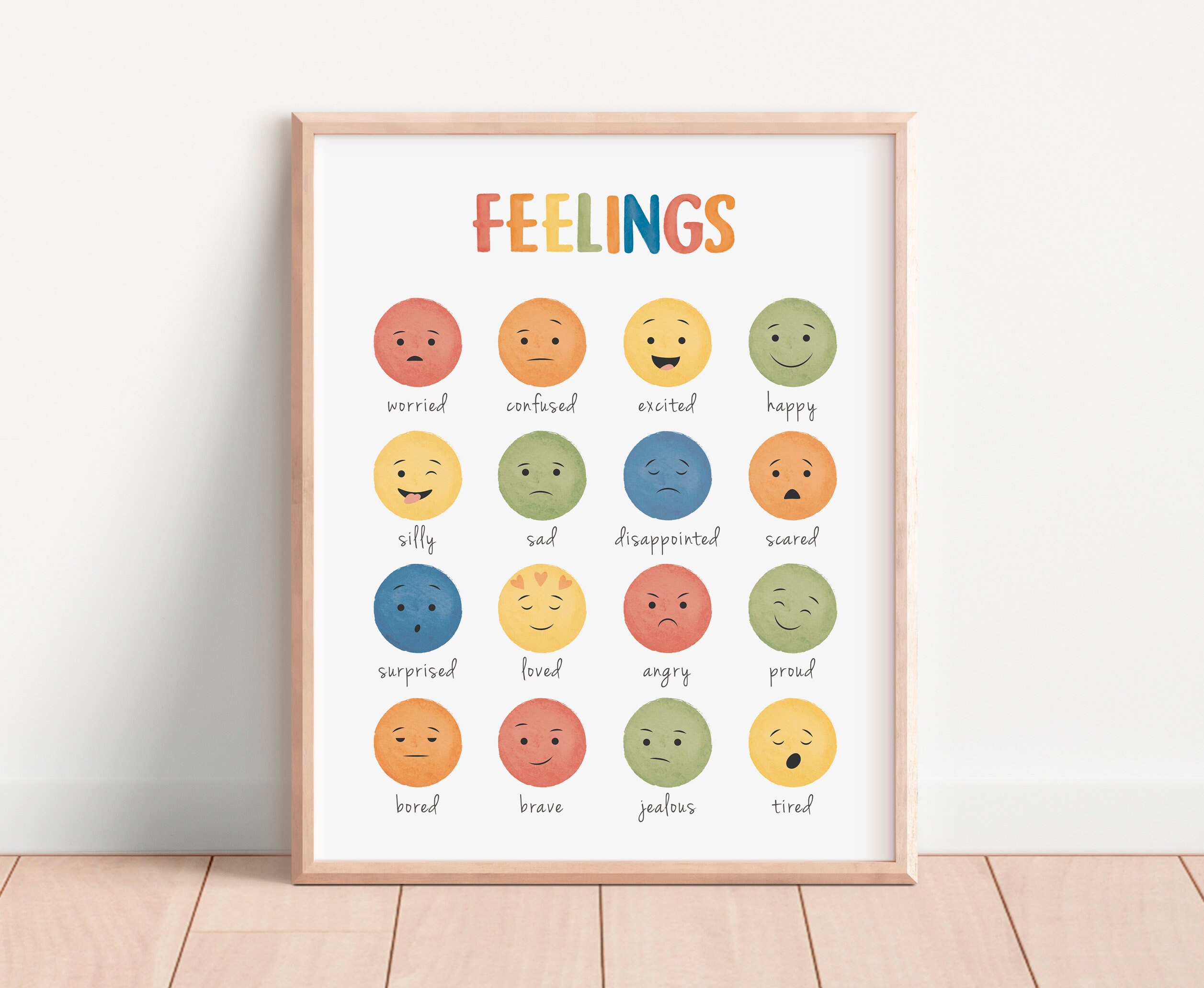 Feelings Chart, School Counselor Poster, Therapy Office Decor, Emotions ...