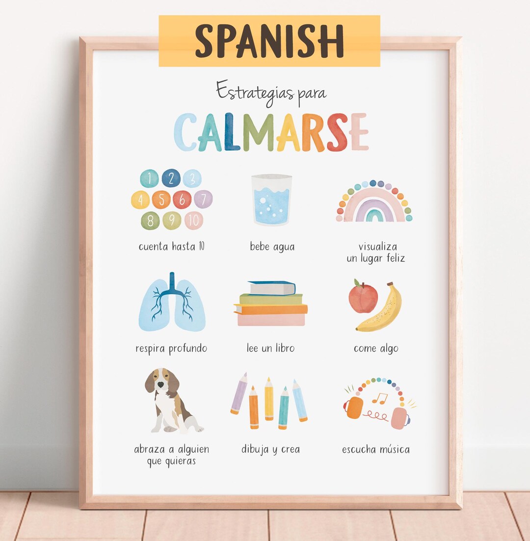 Spanish Calming Strategies Poster: CBT Therapy Office Decor (digital ...