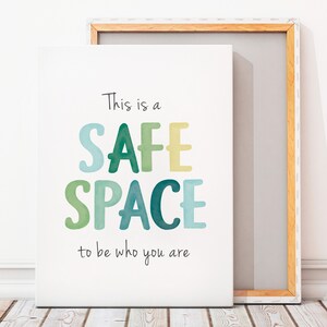 This is A Safe Space Sign, Mental Health, Therapy Office Decor, School ...