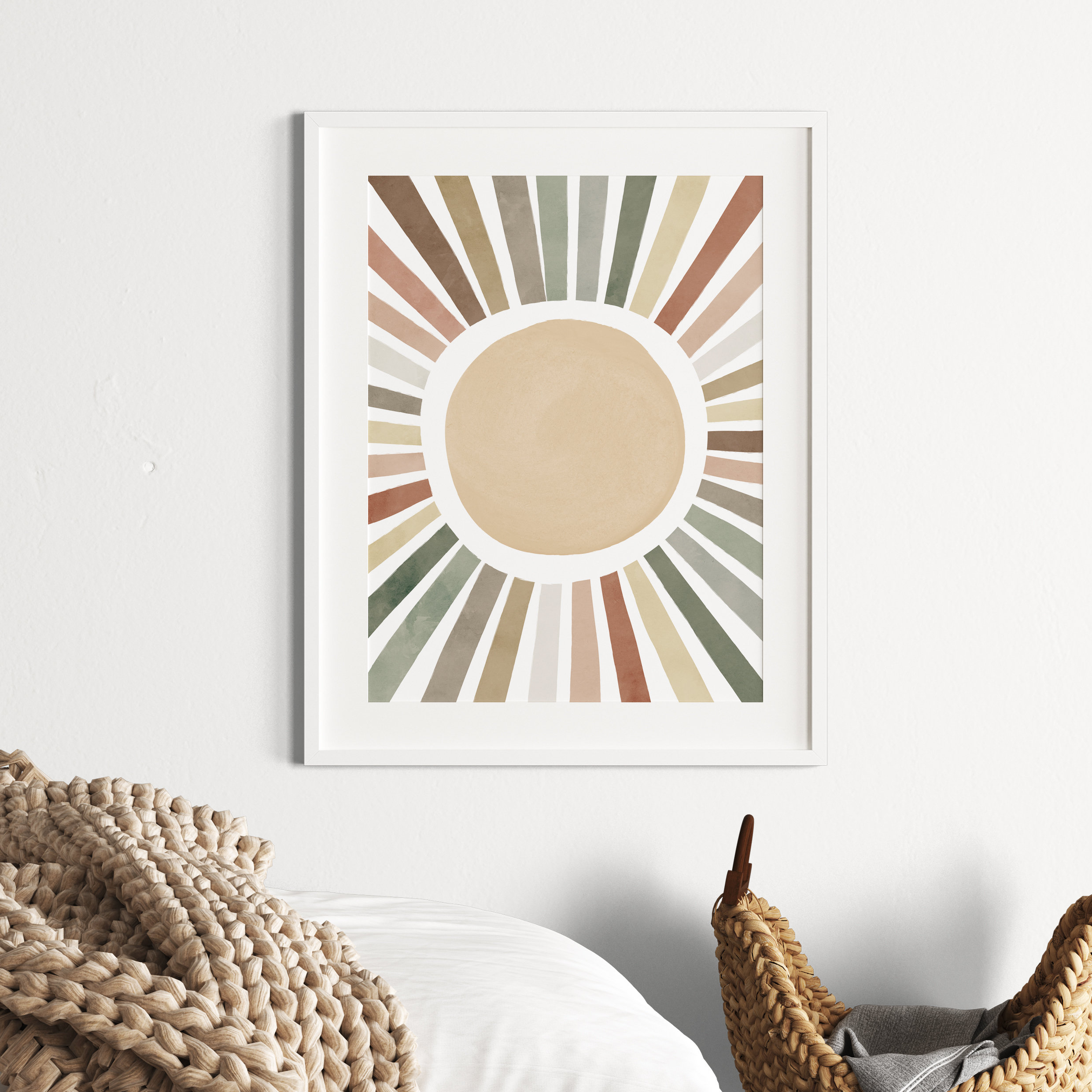Boho Sun Poster Playroom Decor Watercolour Nursery Prints - Etsy