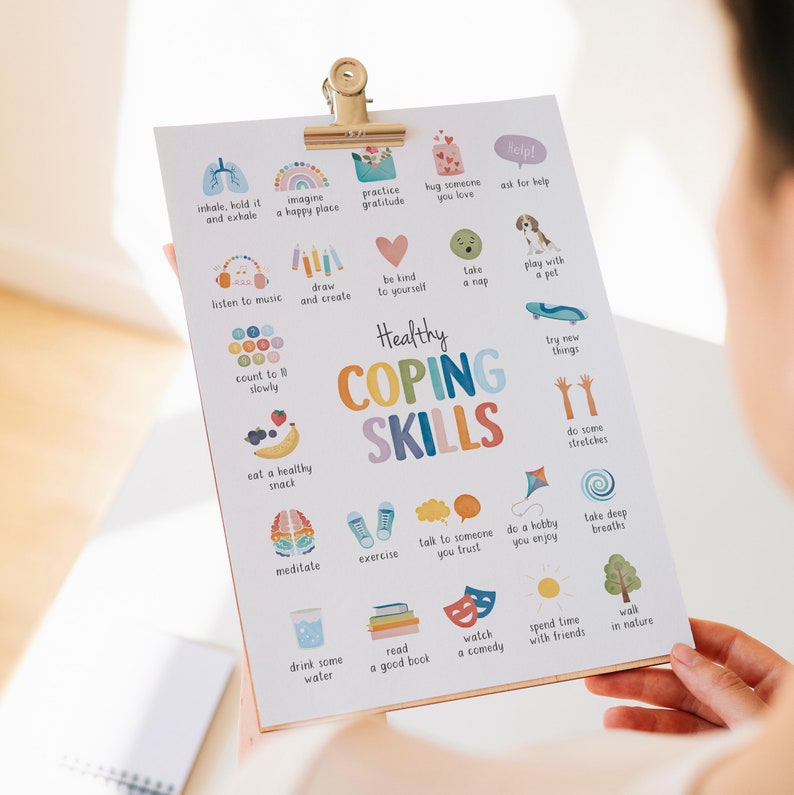 Coping Skills Poster, Therapy Office Decor, School Counselor, Anxiety ...
