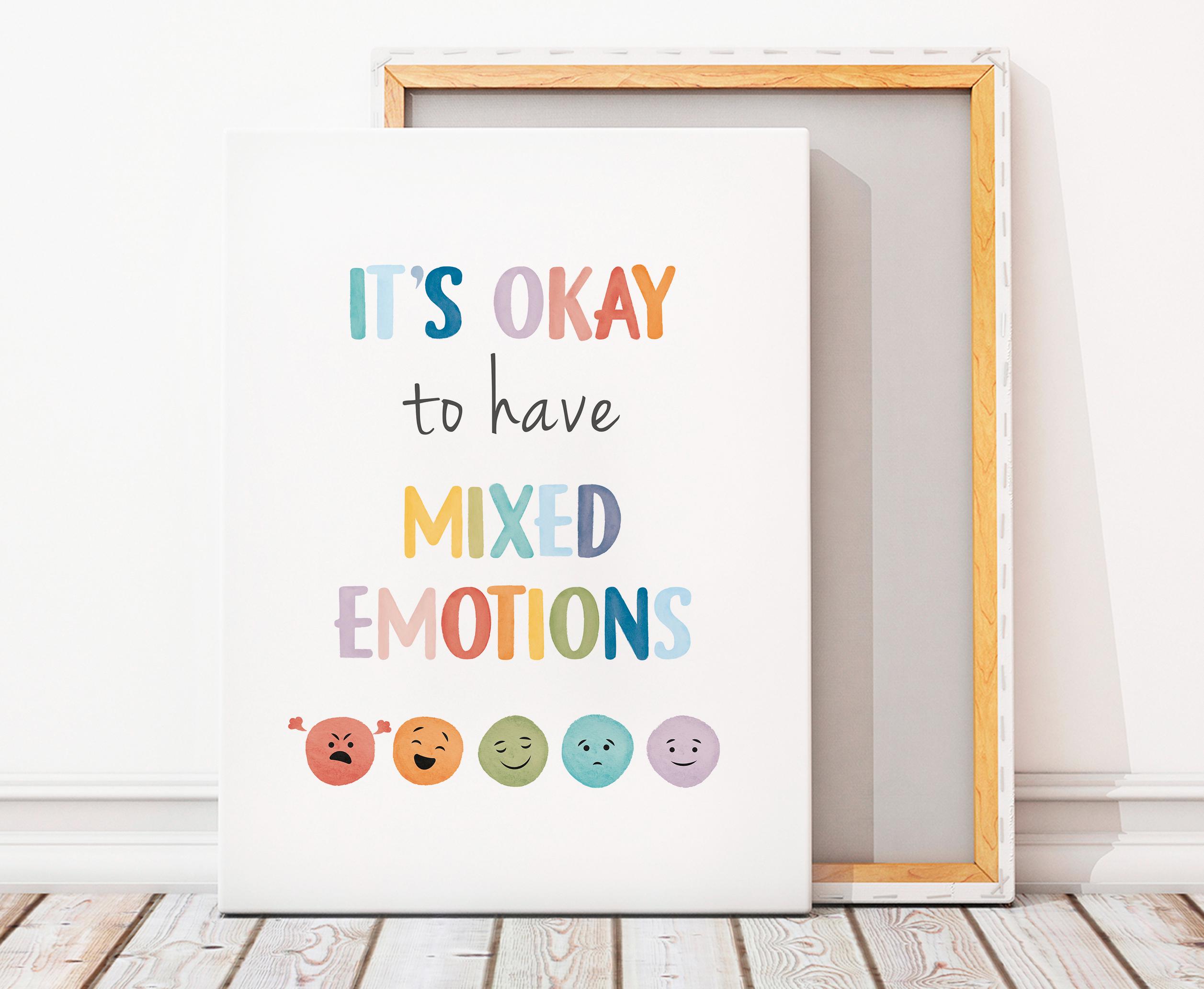 Mixed Emotions Poster: Therapy Office Decor, Growth Mindset (digital ...