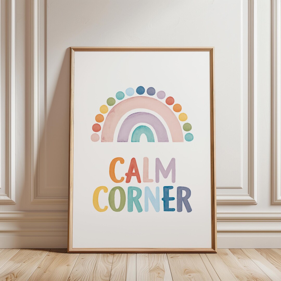 Rainbow Calming Corner Sign, Classroom Decor Printable, Mental Health ...
