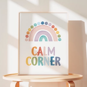 Rainbow Calming Corner Sign, Classroom Decor Printable, Mental Health ...