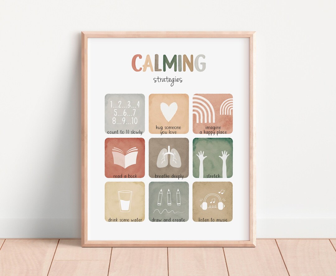 Therapy Poster, Calming Strategies Print, Therapy Office Decor, Calming ...