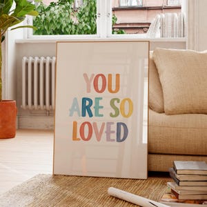 You Are so Loved Poster, Rainbow Playroom Decor, Rainbow Nursery Wall ...