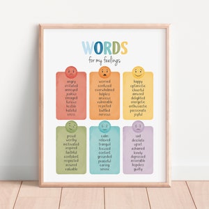 Emotional Regulation, Words for My Feelings Poster, Feelings Chart ...