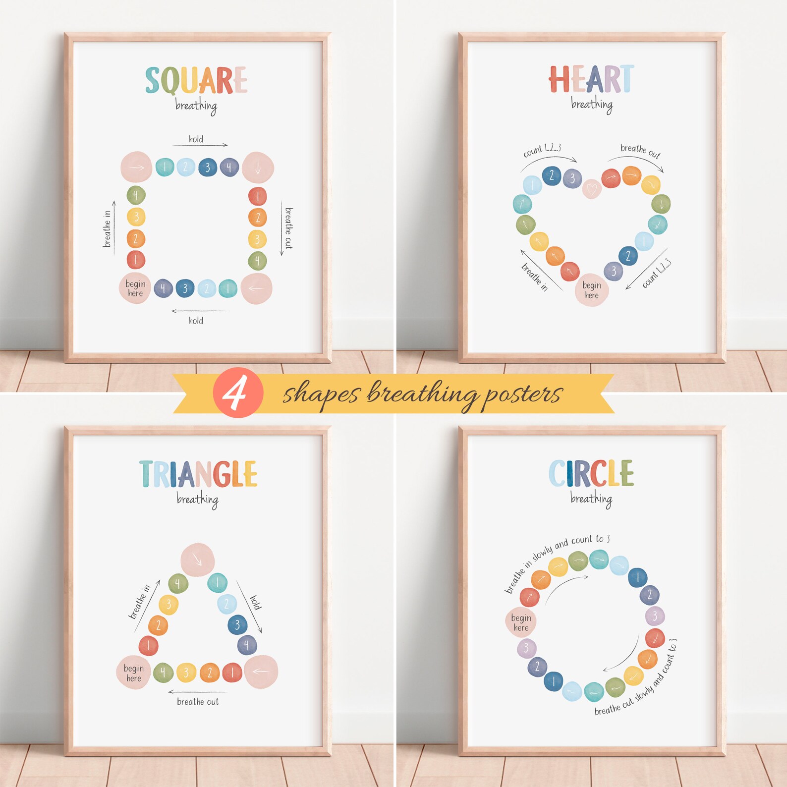 Mindful Breathing Posters for Kids, Classroom Posters, Box Breathing ...