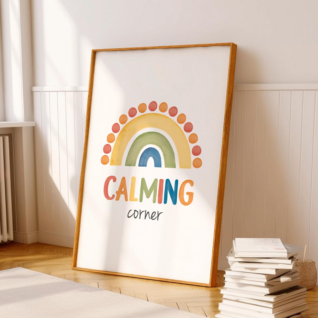 Calming Corner Sign, Rainbow Calming Corner Print, Classroom Decor ...