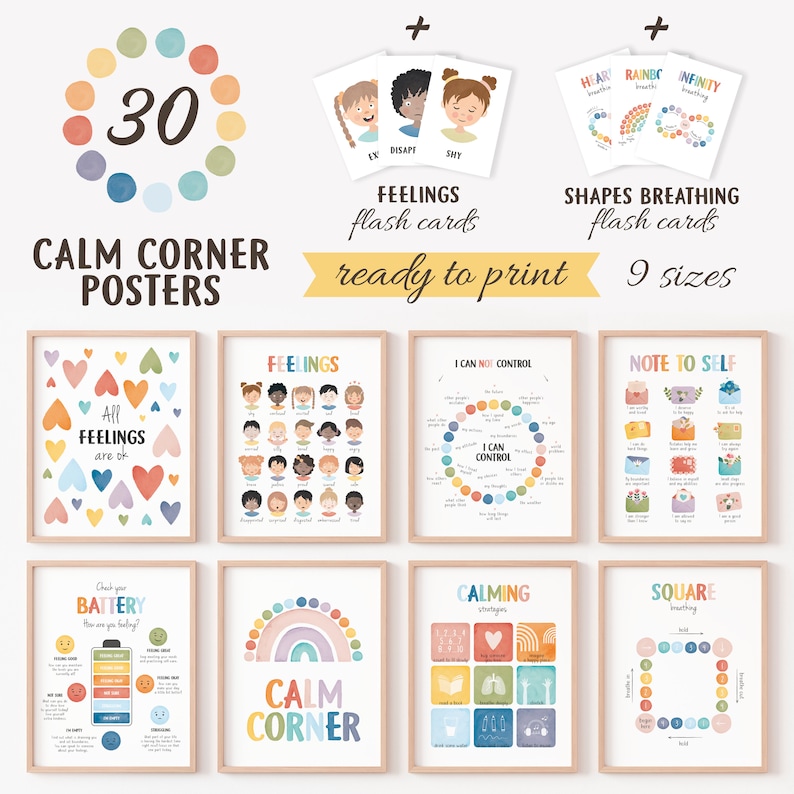 Calm Down Corner Bundle, School Counselor, Mental Health, School ...