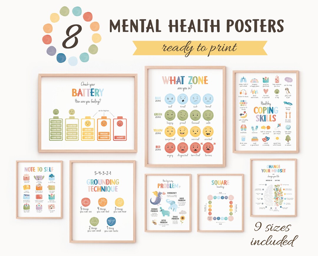 Mental Health Bundle, 8 Therapy Office Decor Posters, School ...