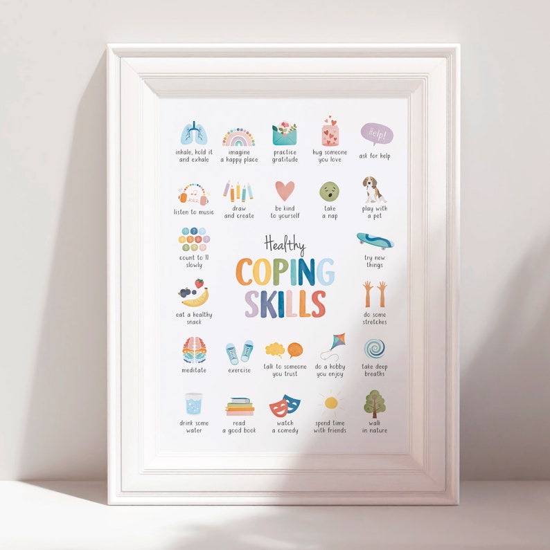 Coping Skills Poster, Therapy Office Decor, School Counselor, Anxiety ...