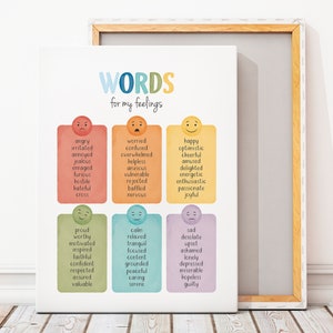 Emotional Regulation, Words for My Feelings Poster, Feelings Chart ...