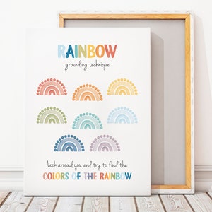 Rainbow Grounding Technique Poster, Coping Skills Poster, Social Worker ...