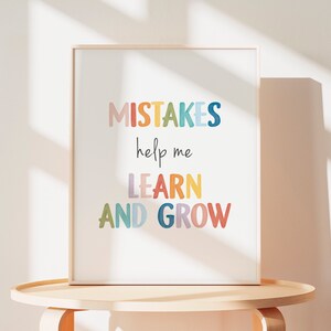Mistakes Help Me Learn Poster, Growth Mindset, Affirmations, Classroom ...