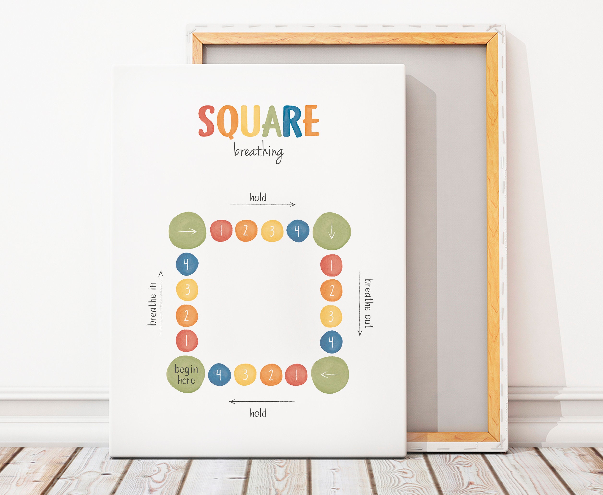 Square Breathing Poster, Grounding Technique, Calming Corner ...