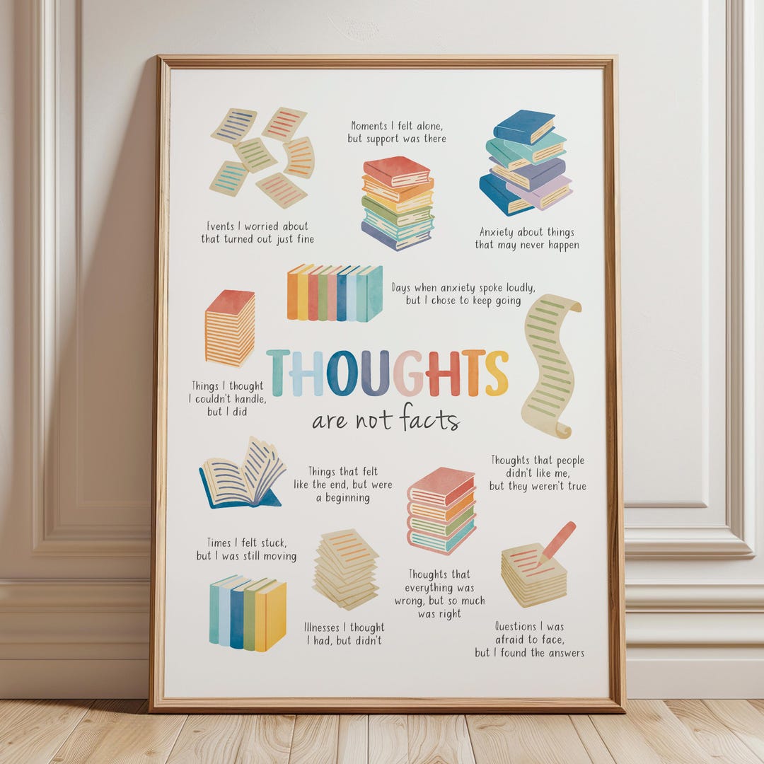Thoughts Are Not Facts, Therapy Office Decor, School Counselor, Calming ...