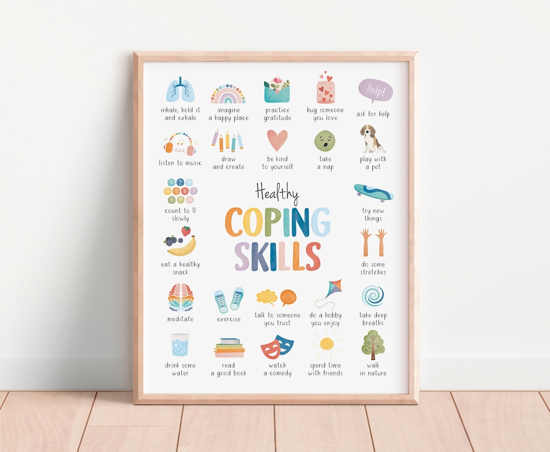 Coping Skills Poster, Therapy Office Decor, School Counselor, Anxiety ...