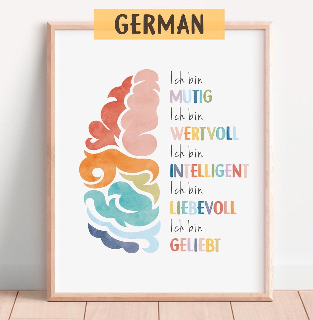 Affirmation Poster in German, German Therapy Office Decor, Calming ...