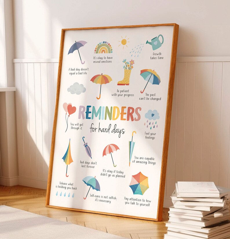 Reminders for Hard Days, Therapy Office Decor, Positive Affirmations ...