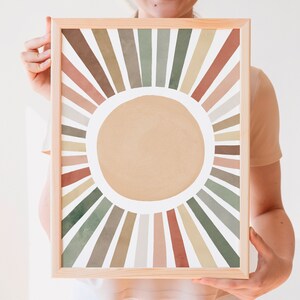 Boho Sun Poster, Playroom Decor, Watercolour Nursery Prints, Nursery ...