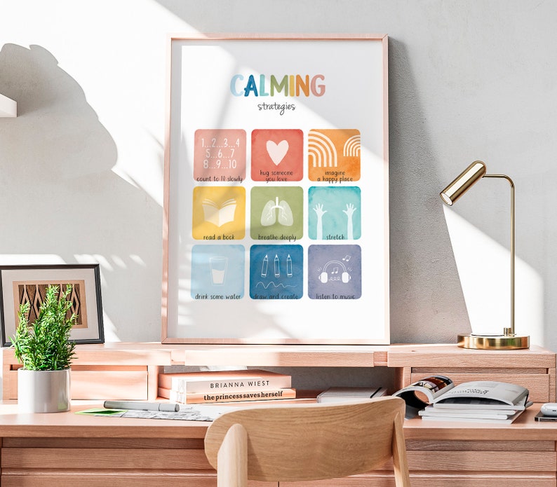 Therapy Poster, Calming Strategies Print, Therapy Office Decor, Calming ...