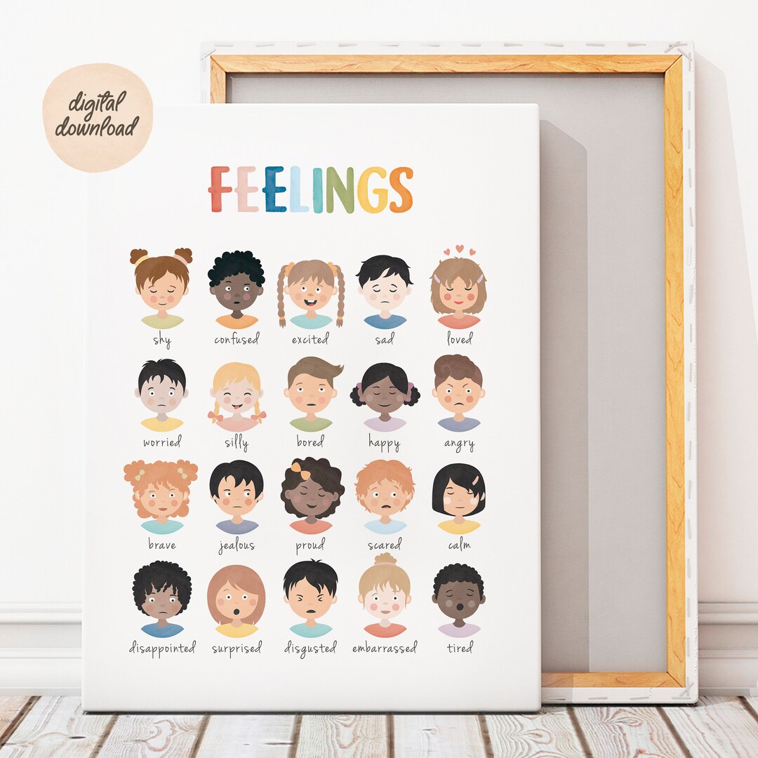 Rainbow Feelings Chart, School Counselor, Therapy Office Decor ...